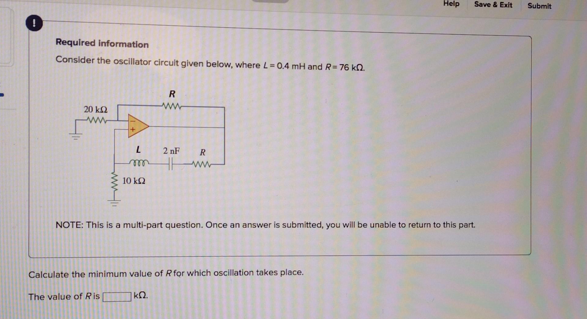 Solved Required information Consider the oscillator circuit | Chegg.com