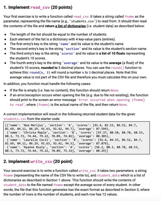 Solved About This project lets you practice working with CSV | Chegg.com