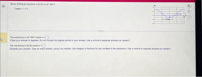Solved Solve, finding al soldions in (0,2x) or (0∘,360∘). | Chegg.com