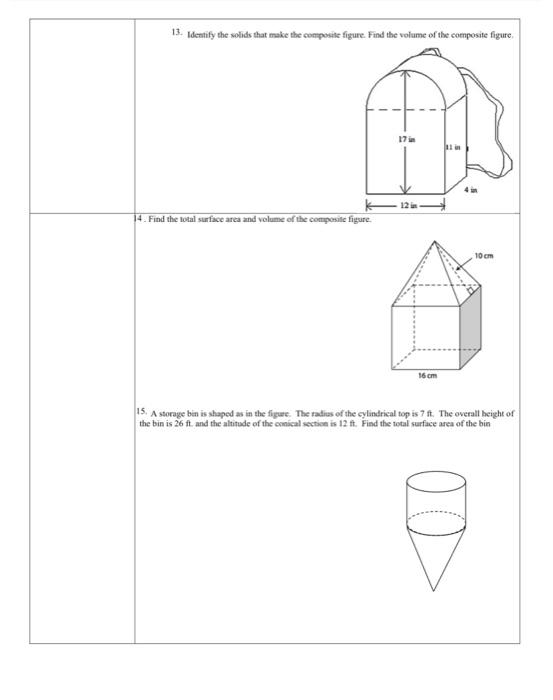 Solved 10. Identify the solids that make the composite solid | Chegg.com