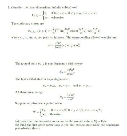 Solved 3. Consider the three dimensional infinite cubical | Chegg.com