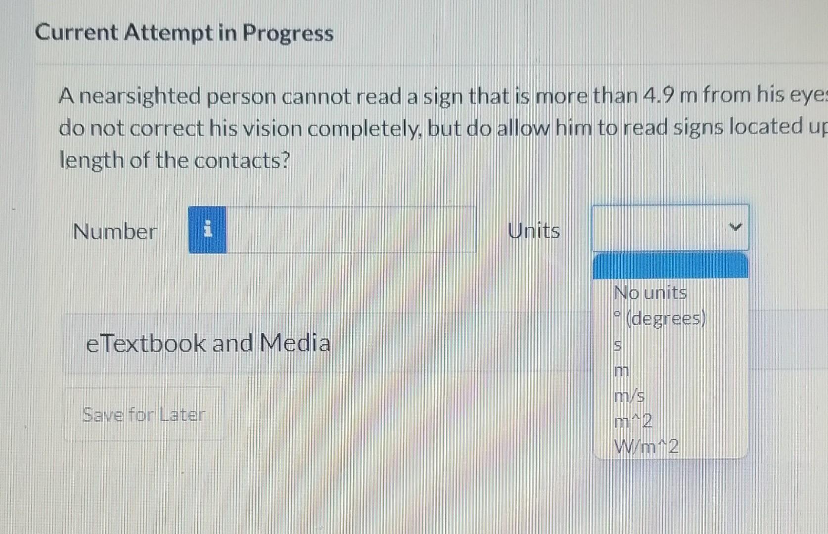 Solved A nearsighted person cannot read a sign that is more | Chegg.com