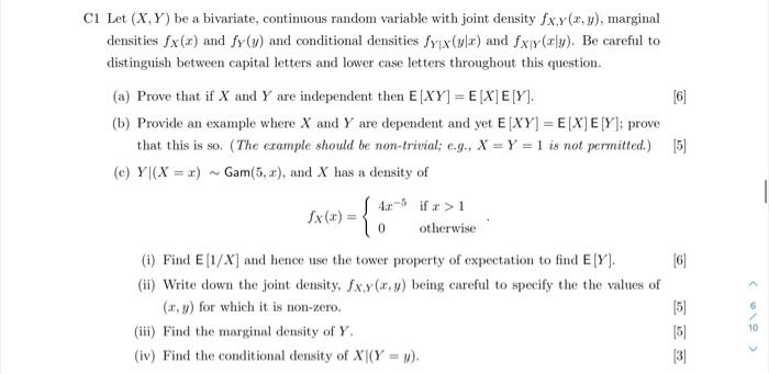 Solved ci Let (X,Y) be a bivariate, continuous random | Chegg.com