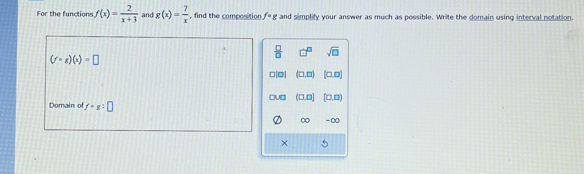 Solved For the functions f(x)=2x+3 ﻿and g(x)=7x, ﻿find the | Chegg.com