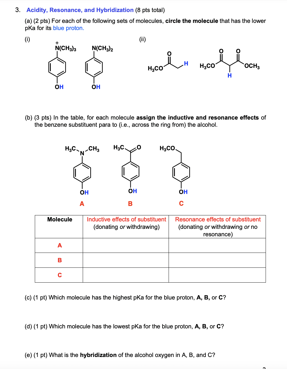 Solved 3. ﻿Acidity, Resonance, and Hybridization (8 ﻿pts | Chegg.com
