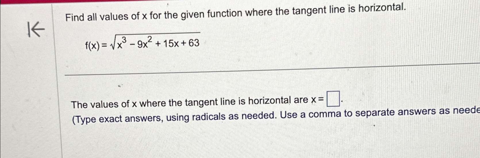 Solved Find all values of x ﻿for the given function where | Chegg.com
