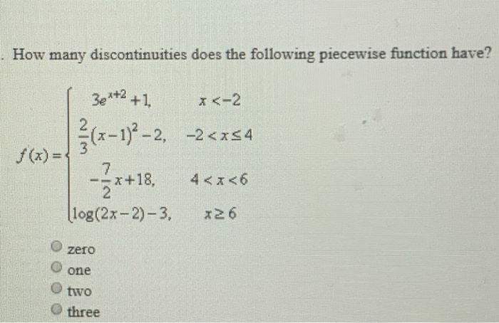Solved How many discontinuities does the following piecewise | Chegg.com