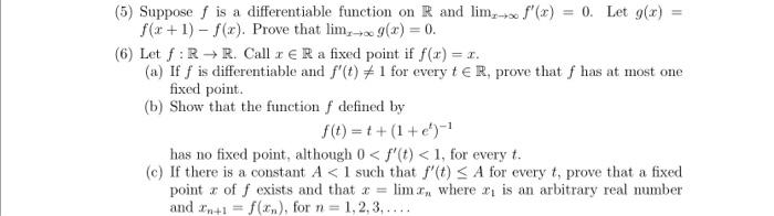 Solved (5) Suppose f is a differentiable function on R and | Chegg.com