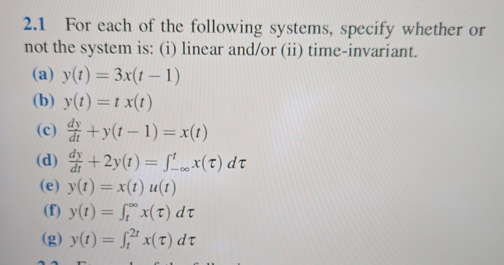 2.1 ﻿For each of the following systems, specify | Chegg.com