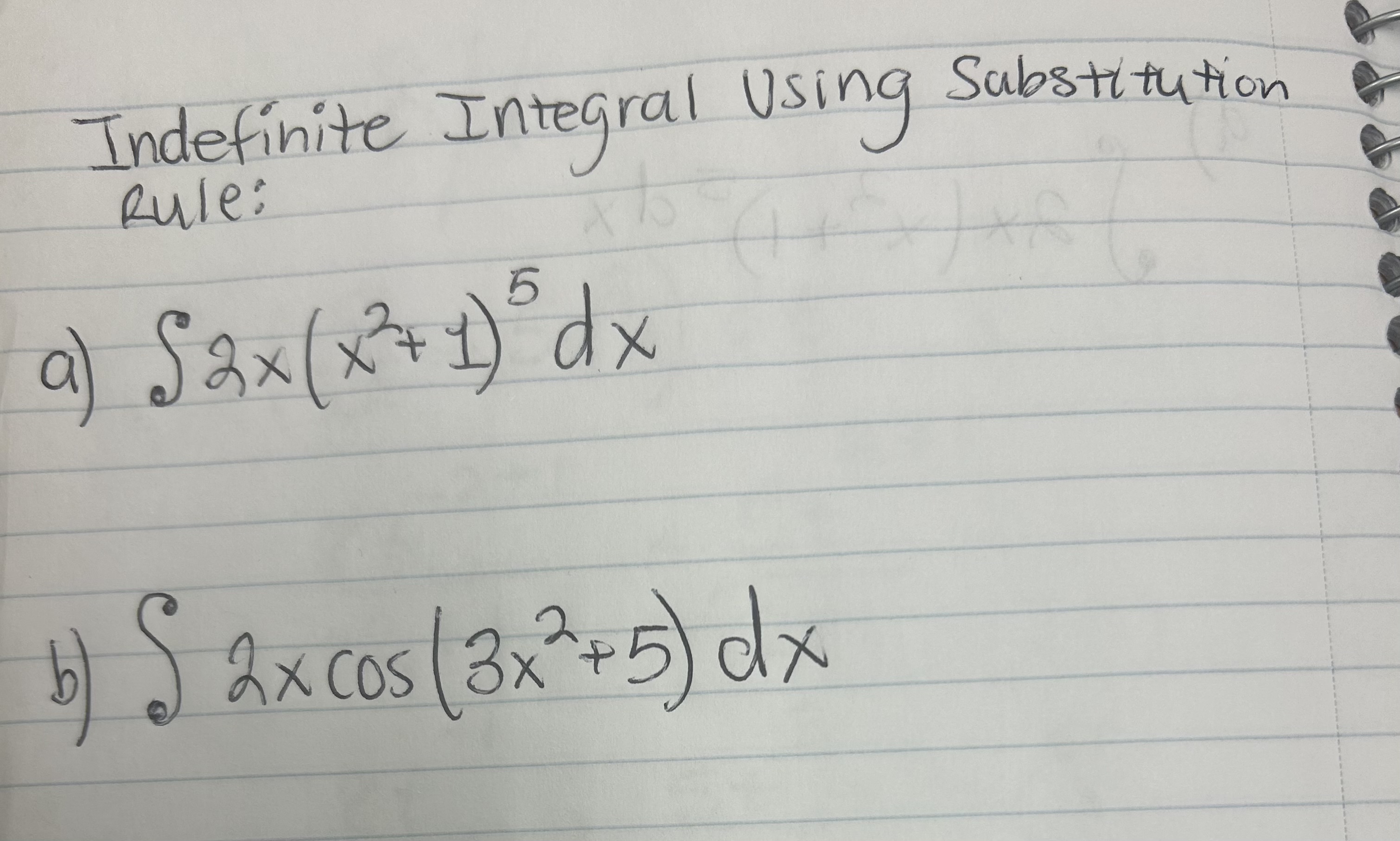 Solved Indefinite Integral Using | Chegg.com
