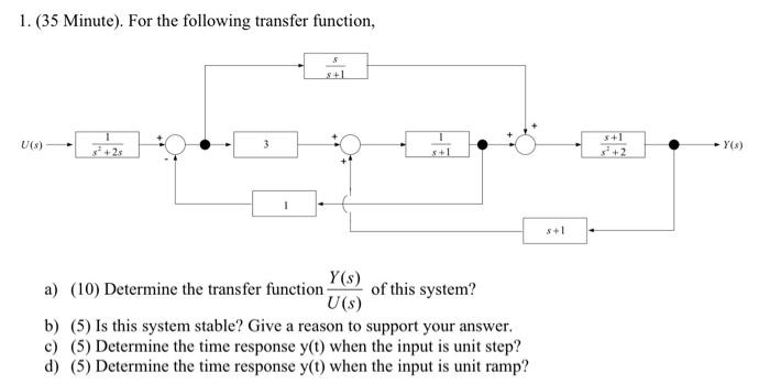 Solved 1. (35 Minute). For the following transfer function, | Chegg.com