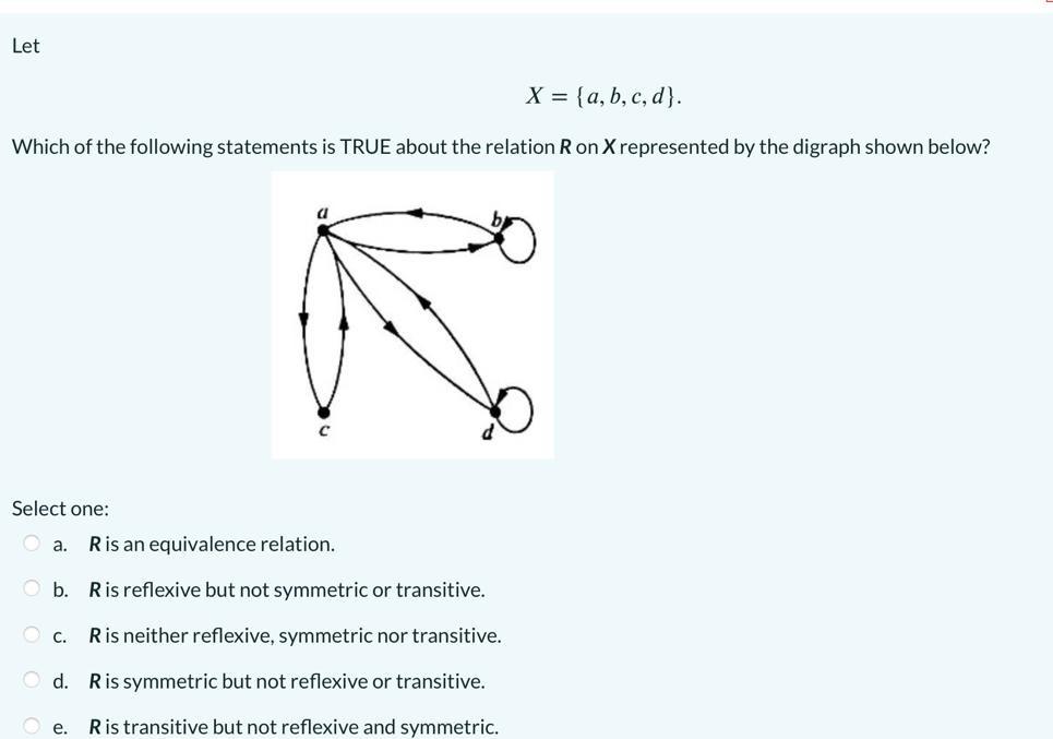 Solved Let X={a,b,c,d} Which of the following statements is | Chegg.com