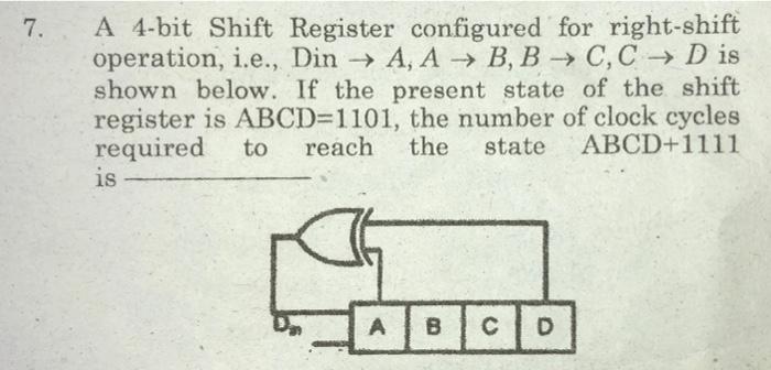 Solved A 4-bit Shift Register configured for right-shift | Chegg.com