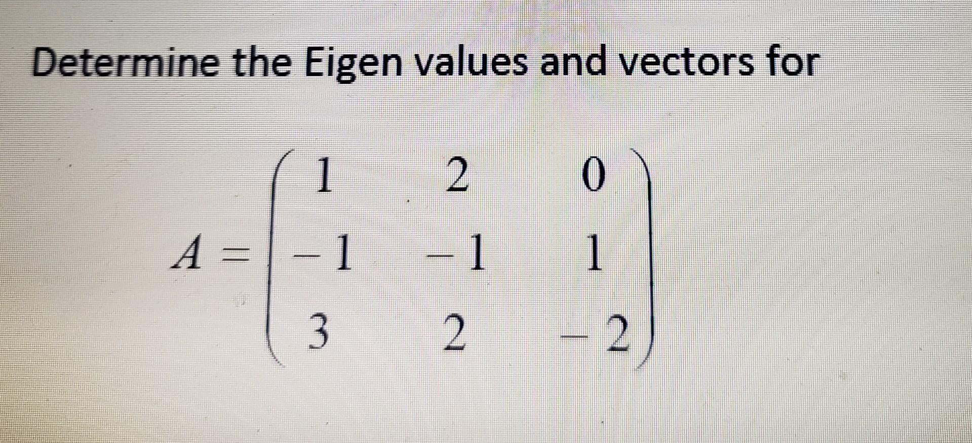 Solved Determine the Eigen values and vectors for | Chegg.com