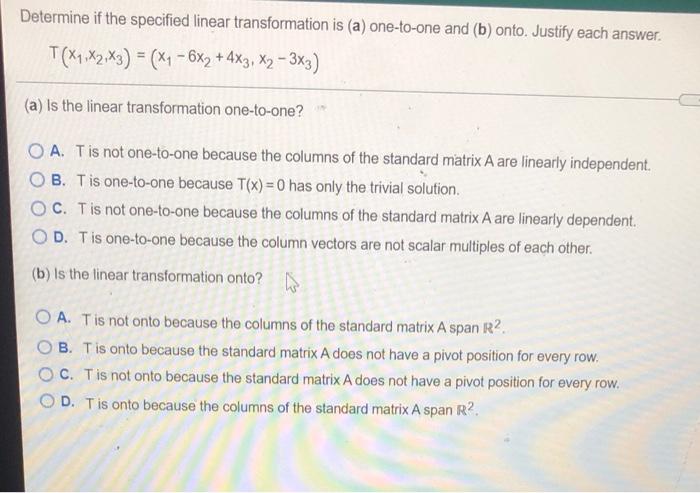 Solved Determine if the specified linear transformation is | Chegg.com