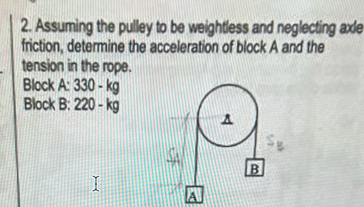 Solved Assuming the pulley to be weightless and neglecting | Chegg.com