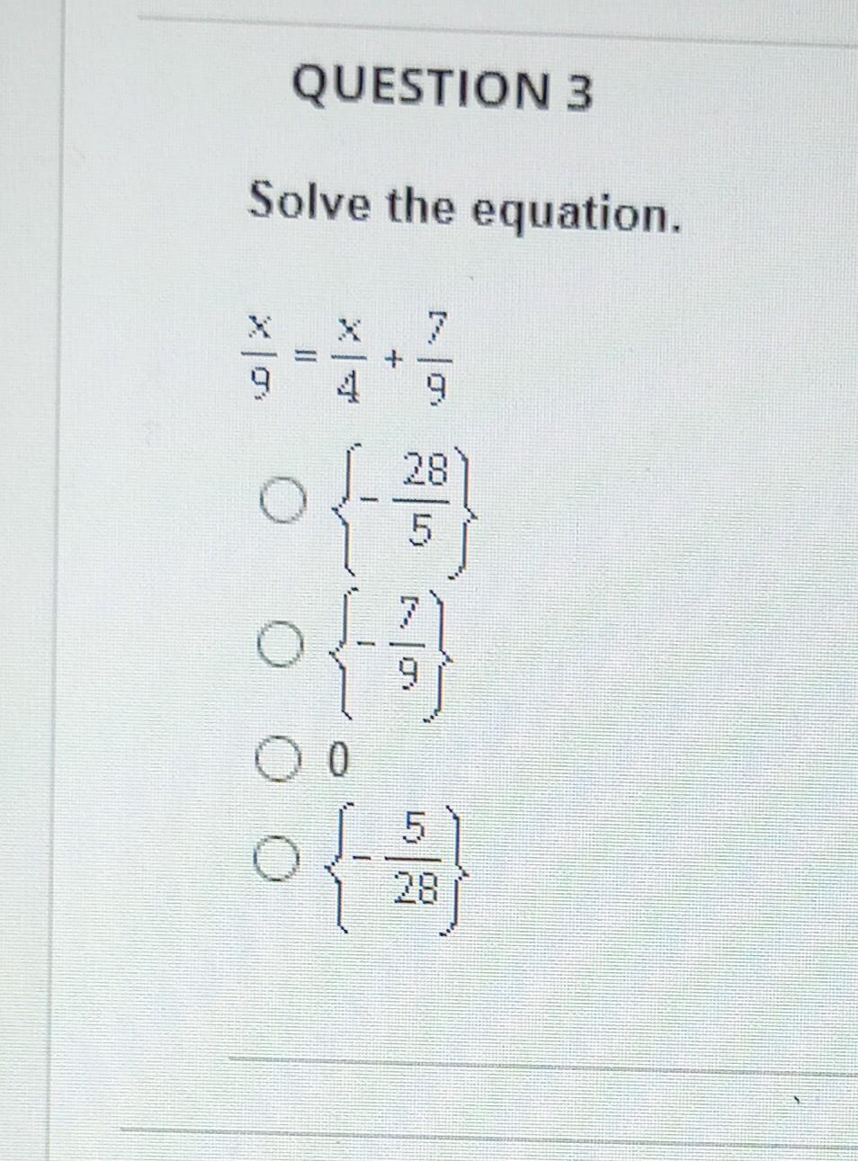Solved Solve the equation. 9x=4x+97{−528}{−97}{−285} | Chegg.com