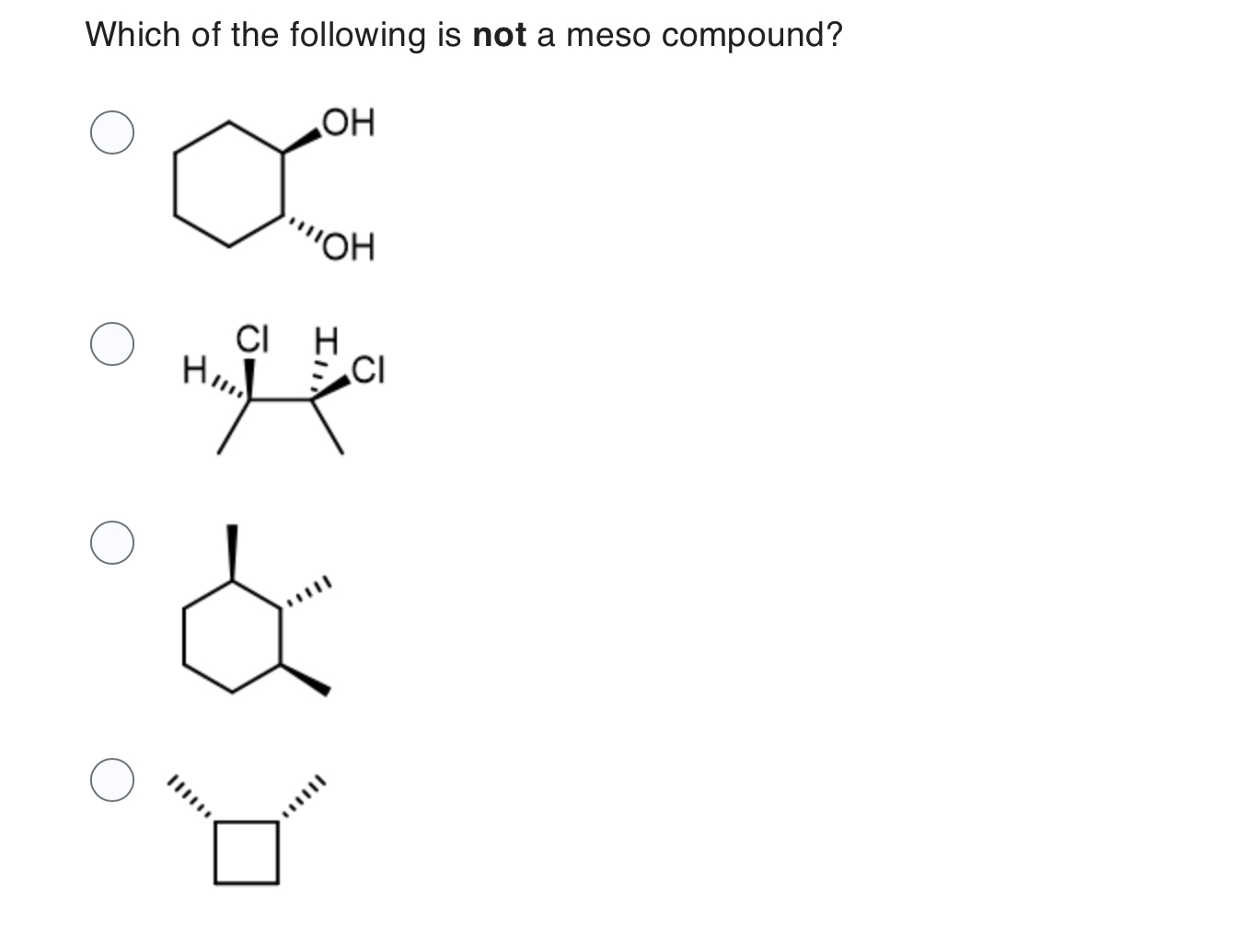 Solved Which of the following is not a meso compound? | Chegg.com