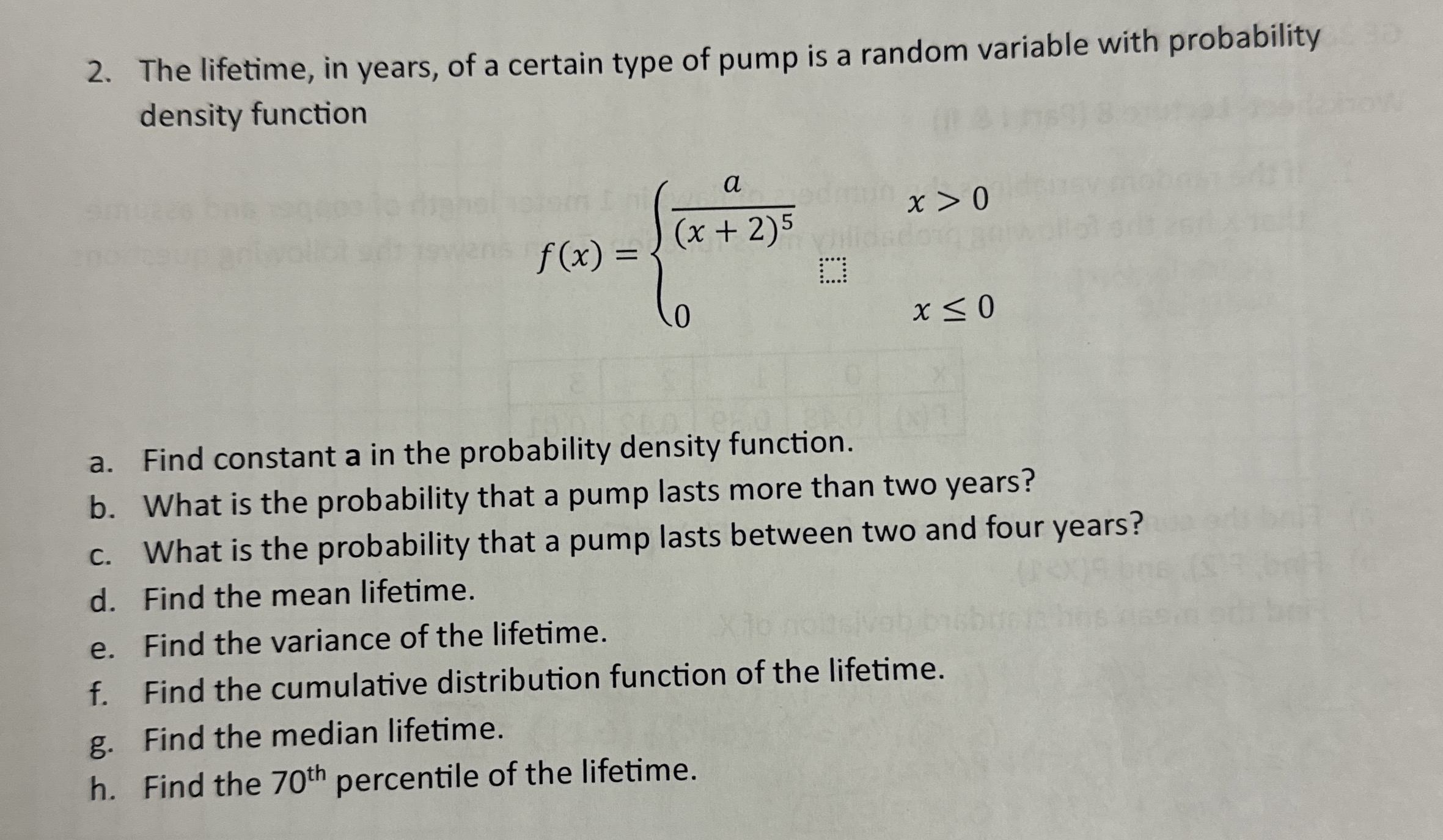 Solved The lifetime, in years, of a certain type of pump is | Chegg.com