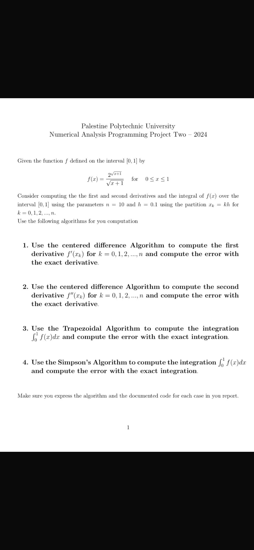 Solved Palestine Polytechnic UniversityNumerical Analysis | Chegg.com