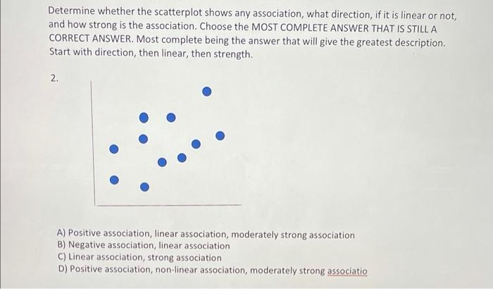 Solved Determine whether the scatterplot shows any | Chegg.com