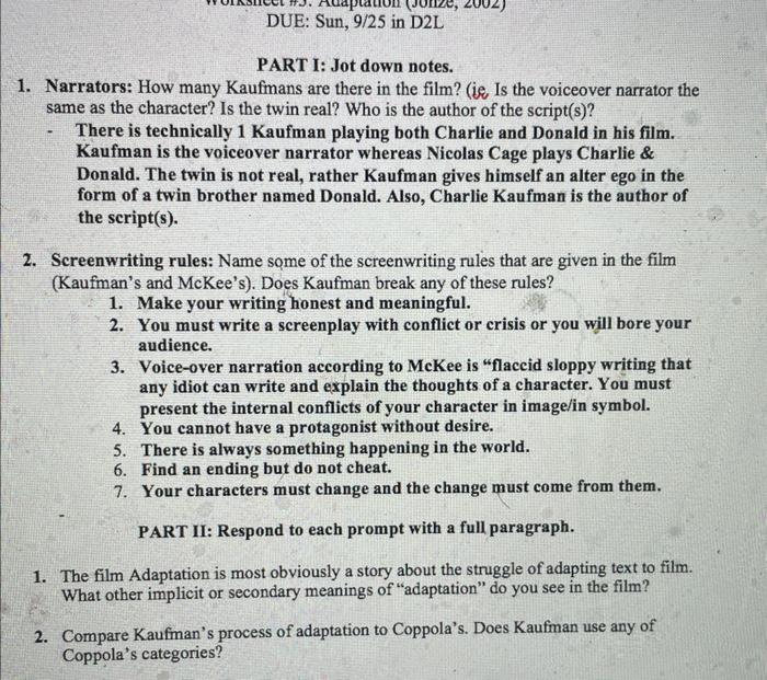 PART I: Jot down notes. 1. Narrators: How many | Chegg.com