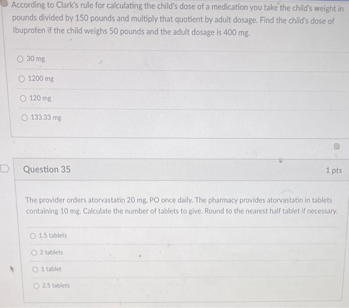 Solved According to Clark's rule for calculating the child's | Chegg.com