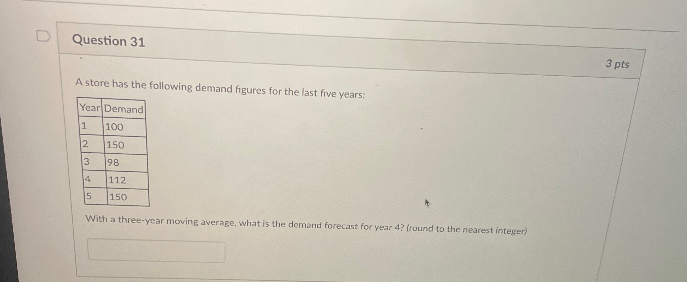 Solved Question 313 ptsA store has the following demand | Chegg.com Solved Question 313 ptsA store has the following demand | Chegg.com
