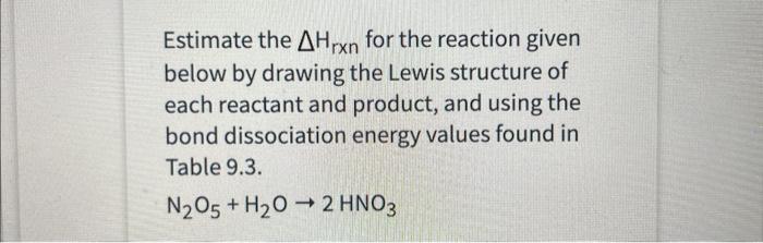 Solved Estimate the AHrxn for the reaction given below by | Chegg.com