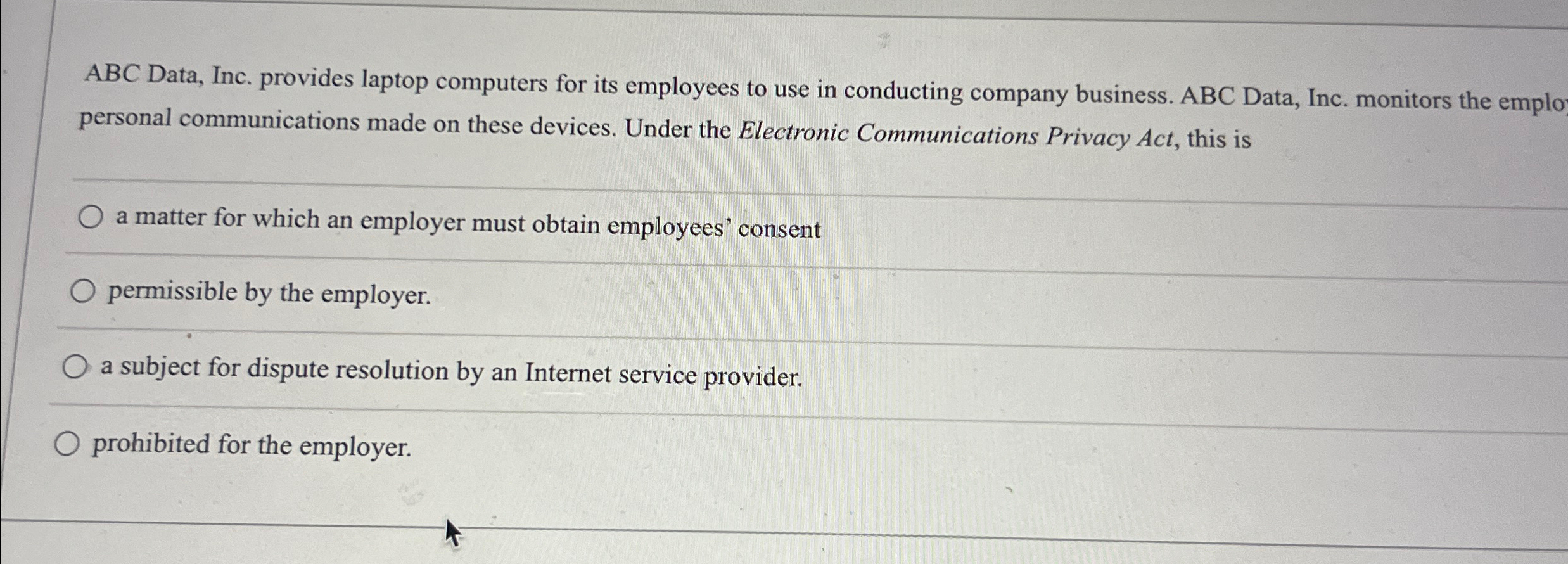 Solved ABC Data, Inc. provides laptop computers for its | Chegg.com