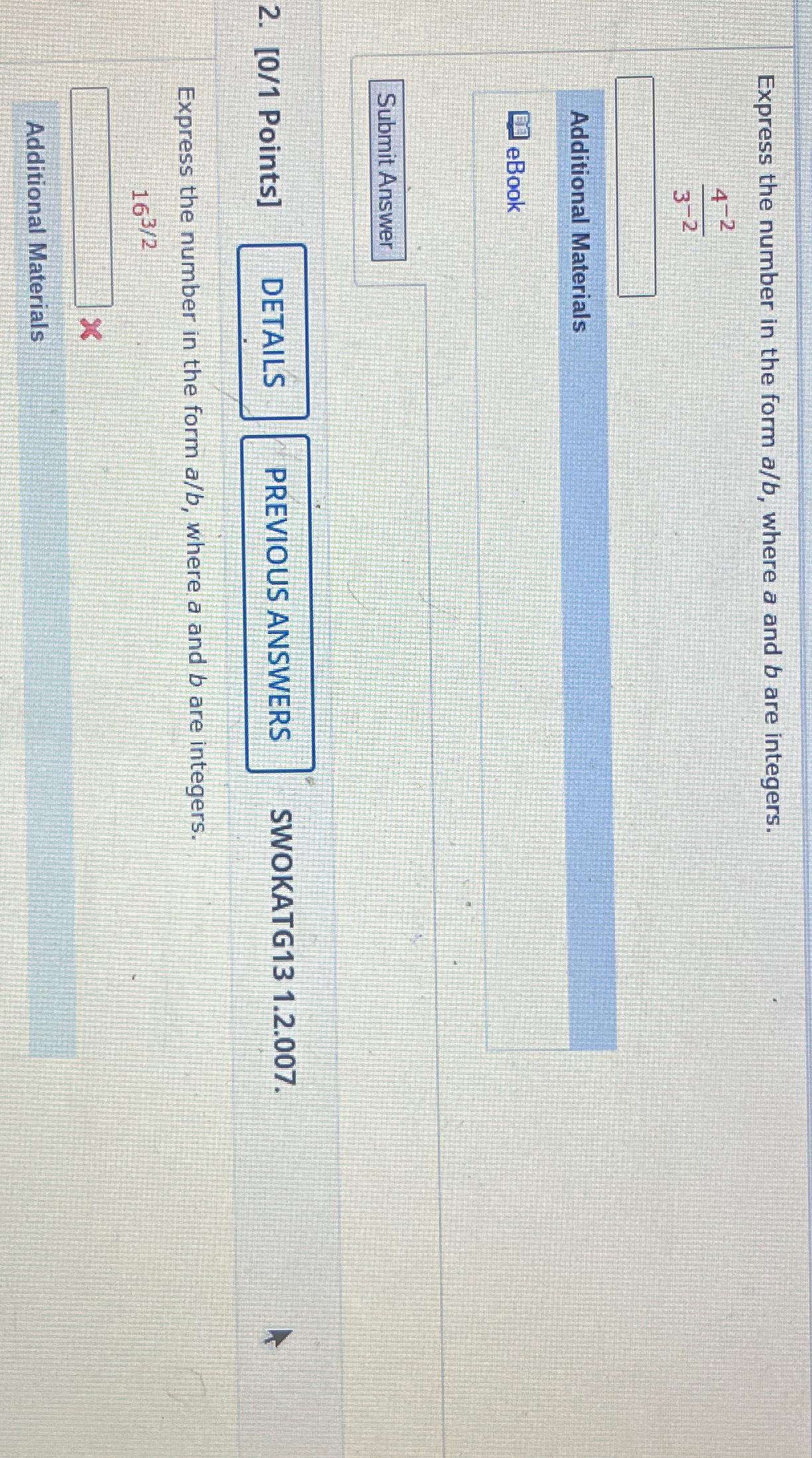 Solved Express the number in the form ab, ﻿where a and b | Chegg.com