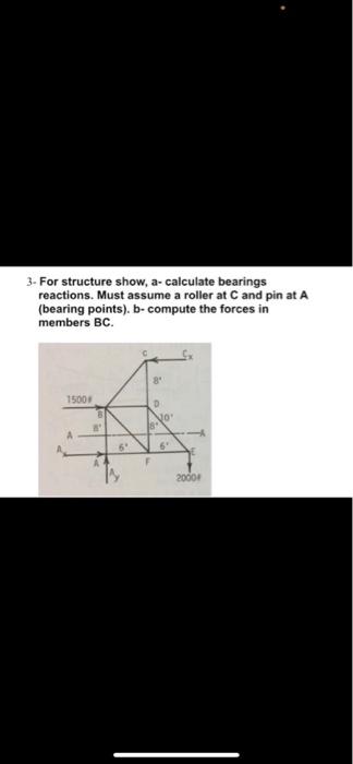 Solved 2- Calculate beam bearing reaction3- For structure | Chegg.com