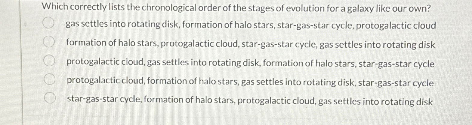 Solved Which correctly lists the chronological order of the | Chegg.com