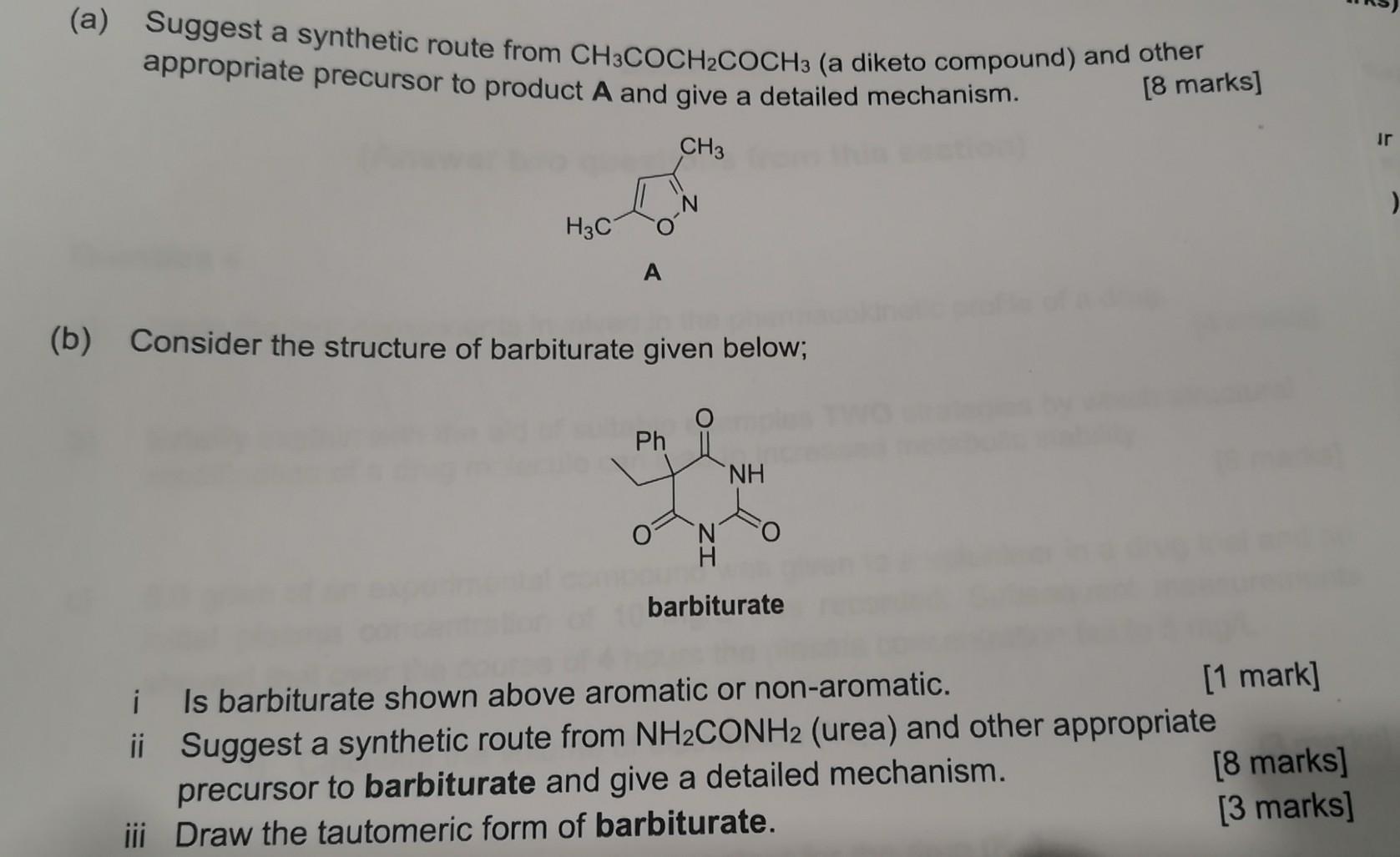 Solved (a) Suggest a synthetic route from CH3COCH2COCH3 (a | Chegg.com