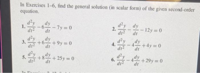 Solved In Exercises 1-6, find the general solution (in | Chegg.com