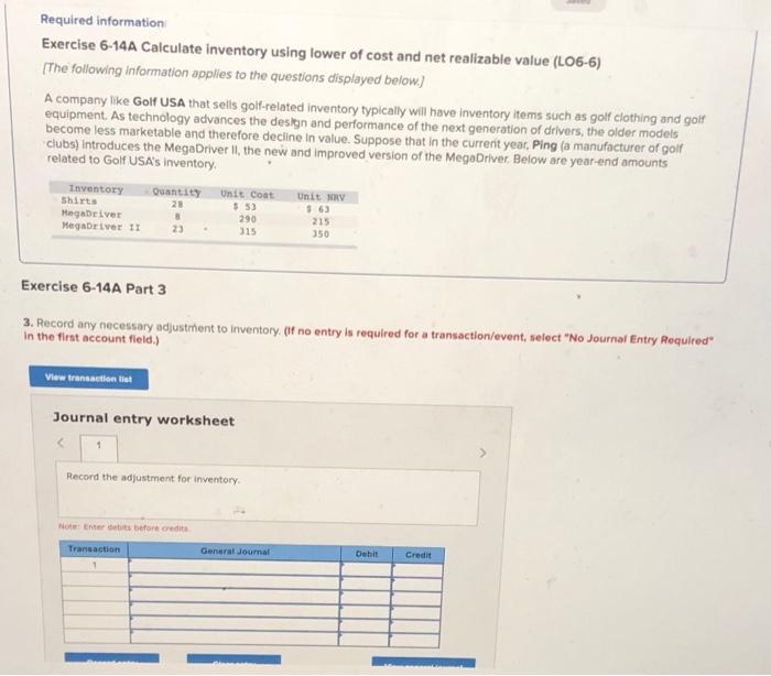 Solved Required information Exercise 6-14A Calculate | Chegg.com