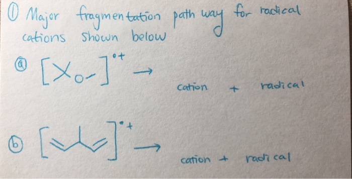 Solved 10 Major fragmentation path way for radical cations | Chegg.com