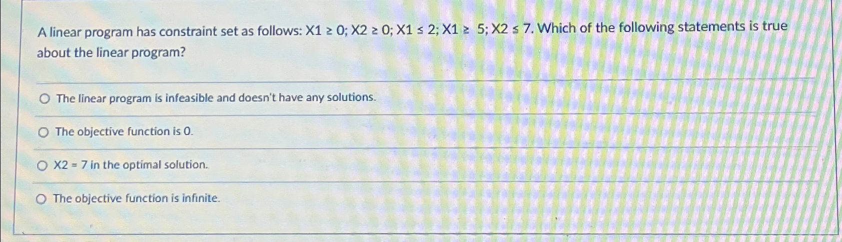 Solved A Linear Program Has Constraint Set As Follows