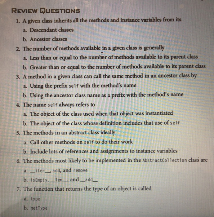 Solved Review Questions 1 A Given Class Inherits All The