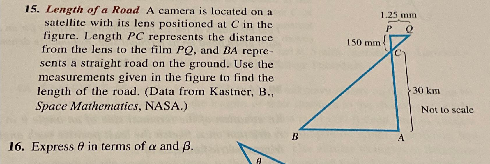 Solved Length of a Road A camera is located on a satellite | Chegg.com