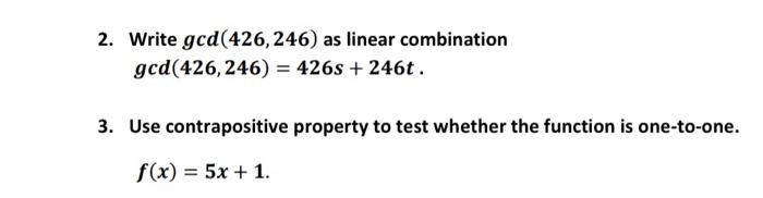 Solved 2. Write ged(426,246) as linear combination | Chegg.com