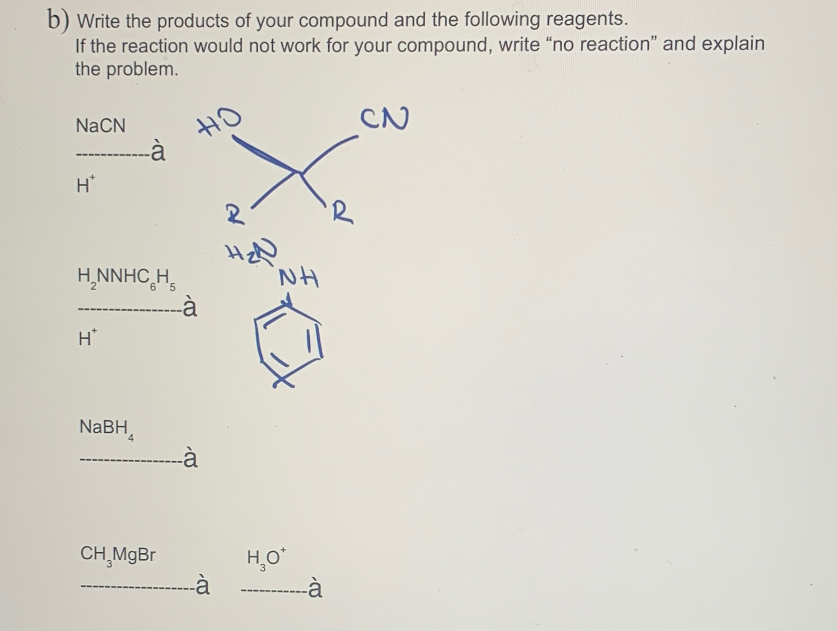 Solved b) ﻿Write the products of your compound and the | Chegg.com