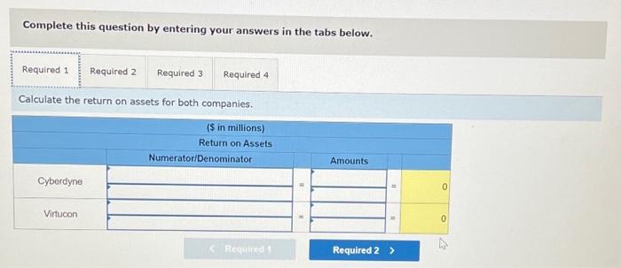 Solved Required: 1. Calculate the return on assets for both | Chegg.com