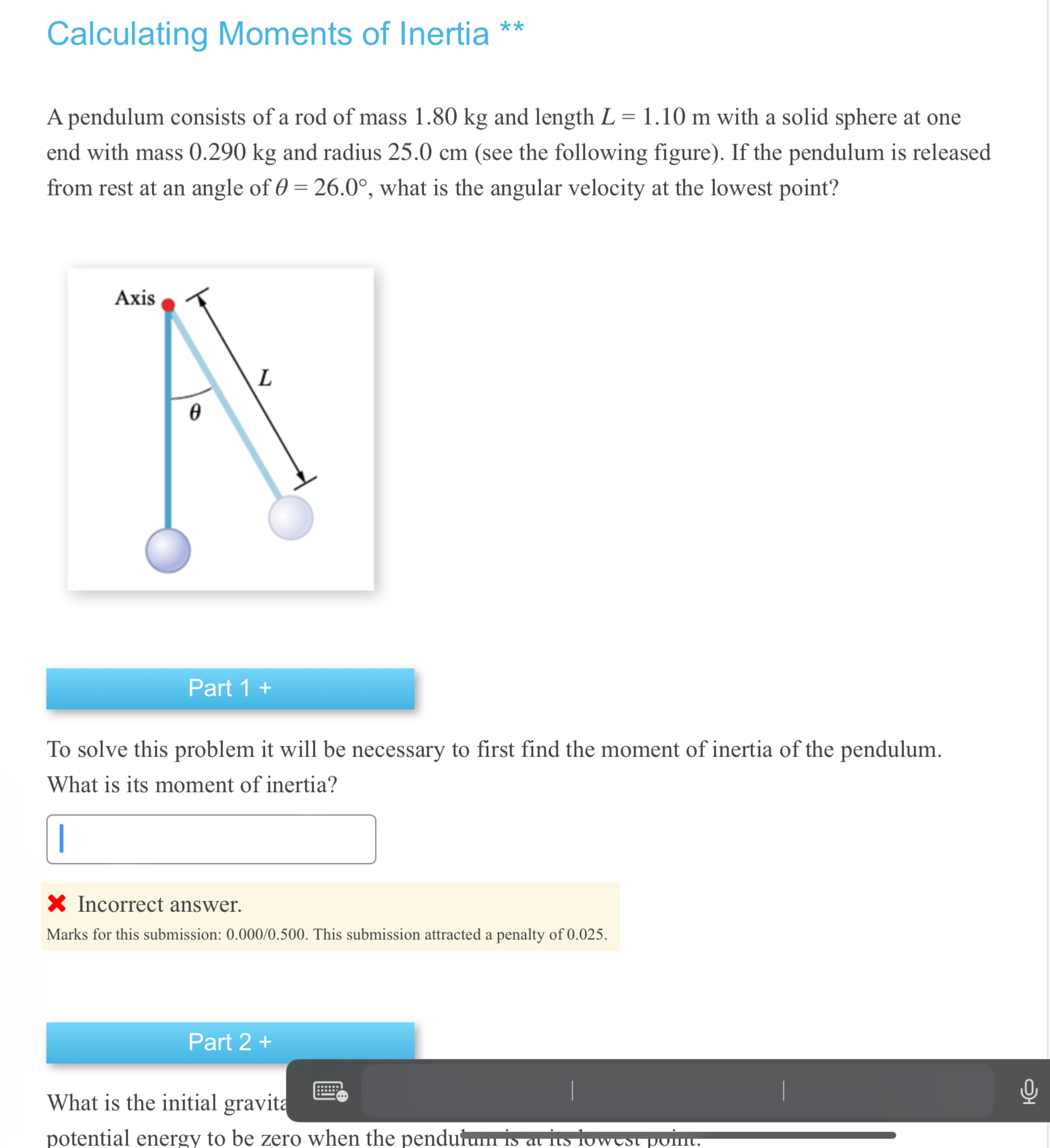 Solved Calculating Moments of Inertia **A pendulum consists | Chegg.com