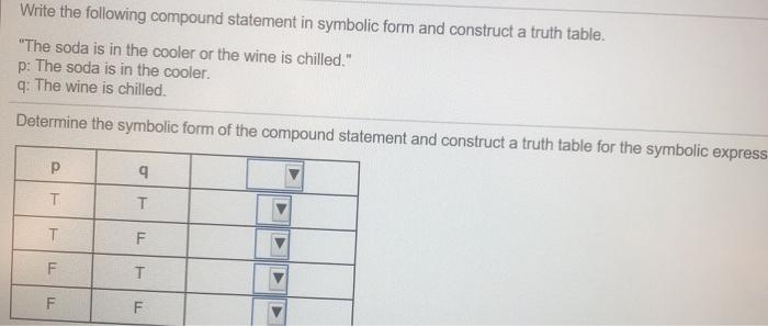 Solved Write the following compound statement in symbolic | Chegg.com