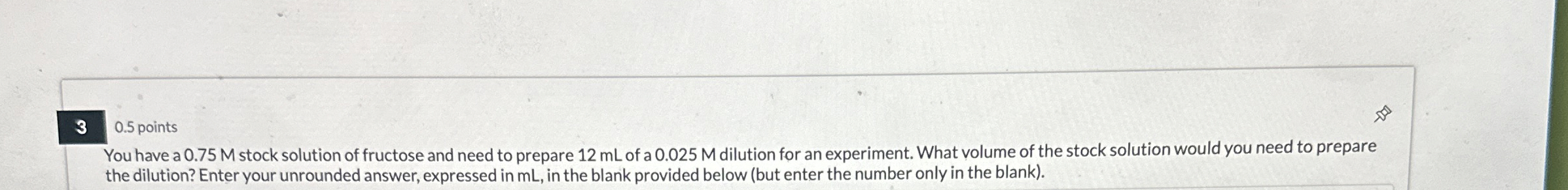 Solved 30.5 ﻿pointsYou have a 0.75 ﻿M stock solution of | Chegg.com