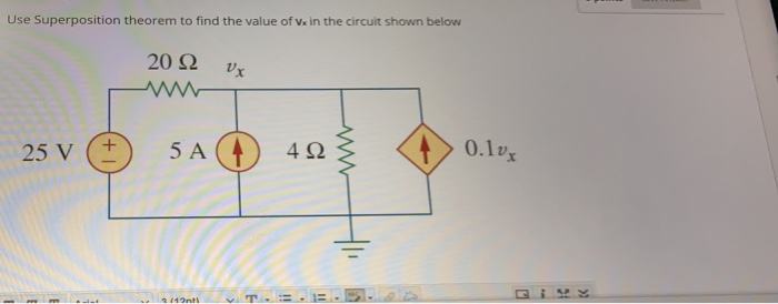 Solved Use Superposition theorem to find the value of Vx in | Chegg.com