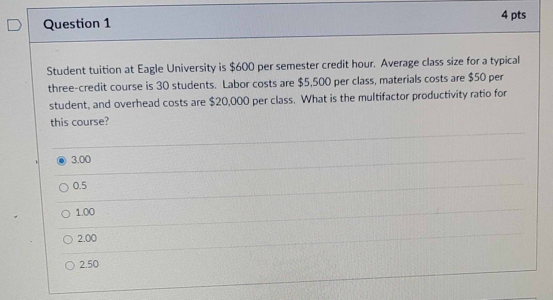 Solved Student tuition at Eagle University is $600 per | Chegg.com