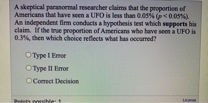 Solved A skeptical paranormal researcher claims that the | Chegg.com