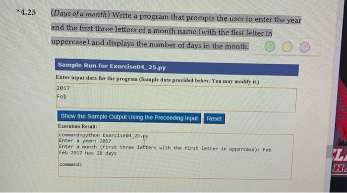 Solved *4.25 (Days of a month) Write a program that prompts | Chegg.com